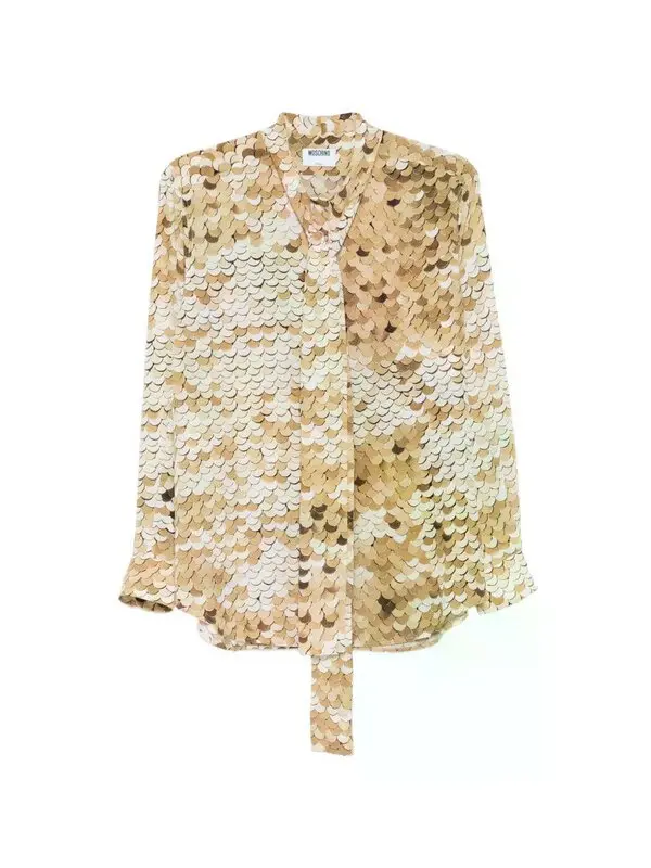 Moschino Printed Pussy-bow Shirt - Neutrals