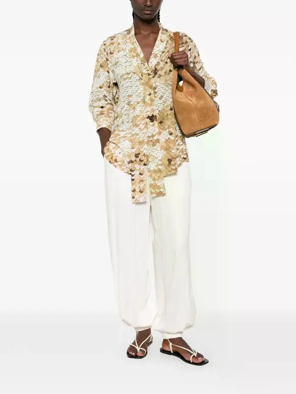 Moschino Printed Pussy-bow Shirt