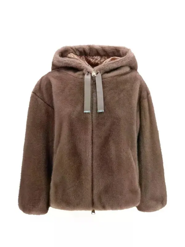 Herno Faux-fur Hooded Jacket - Brown