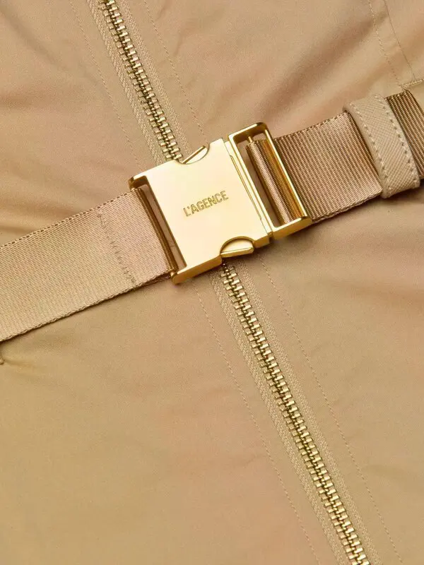 L'Agence Rima Belted Zip-up Dress - Neutrals