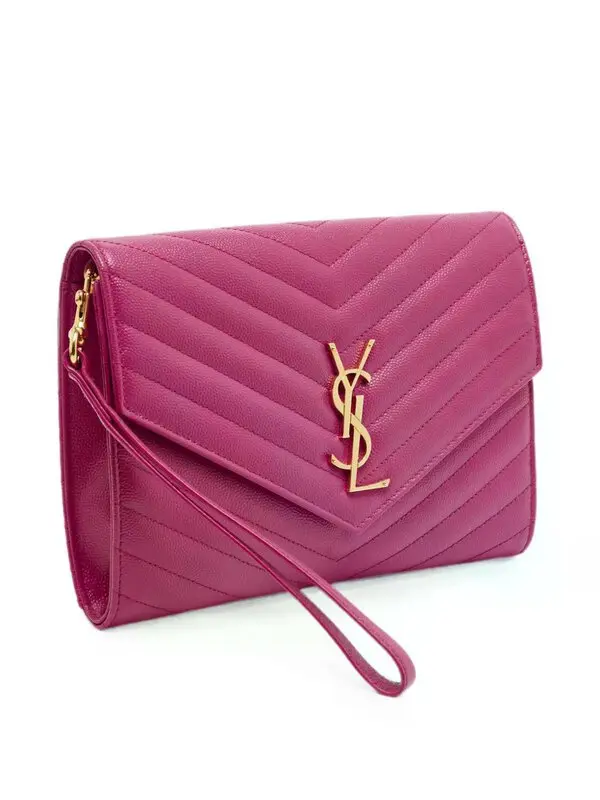 Saint Laurent Cassandre Matelassé Clutch Bag - Pink