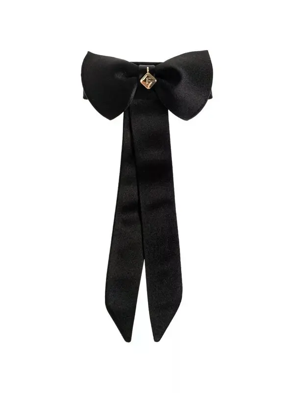 FERRAGAMO Bow Detail Logo Charm Hair Clip - Black