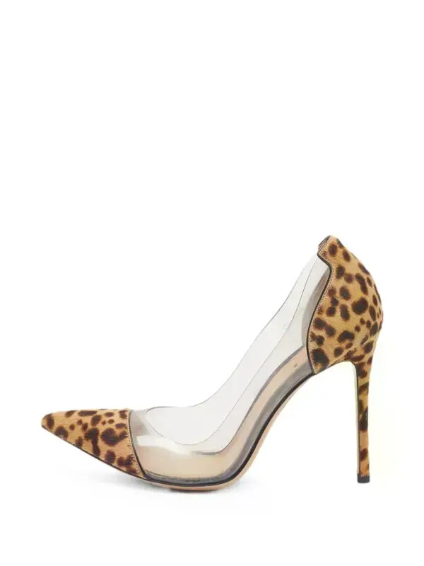 GIANVITO ROSSI Plexi Leopard Print Stiletto Pumps - Brown