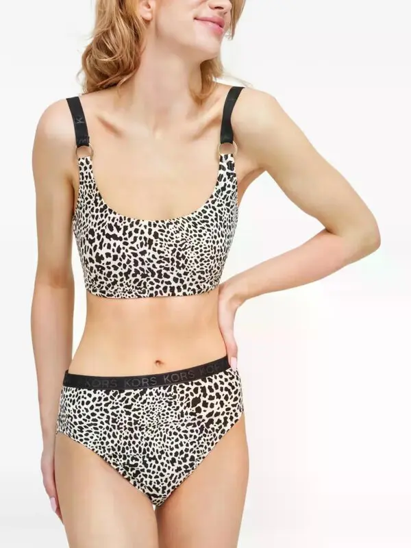 Michael Kors Leopard Print Bikini Top - Neutrals