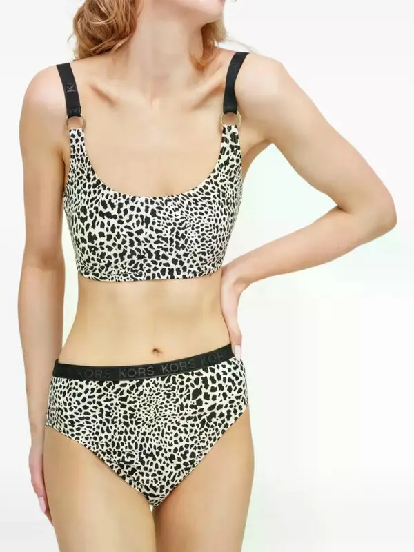 Michael Kors Leopard Print Bikini Top - Neutrals