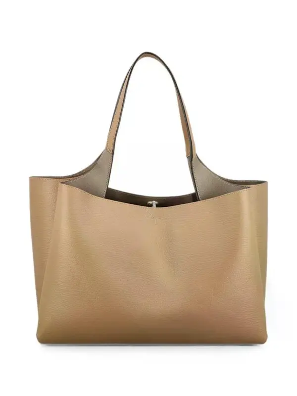 TOD'S Medium Logo-embossed Pebbled-leather Shoulder Bag