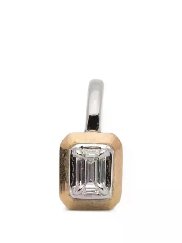 RAINBOW K 9kt Yellow Gold Diamond Emerald Cut Earring - Silver