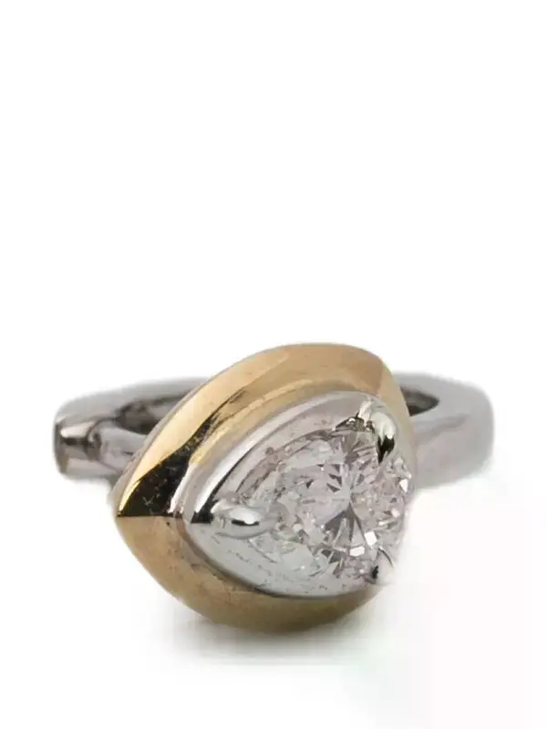 RAINBOW K 9kt Yellow Gold Pear-cut Diamond Huggie Earring