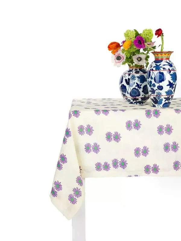 La DoubleJ Margherita-print Linen Tablecloth
