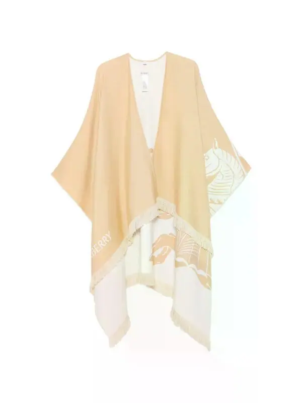 Burberry Equestrian Knight Fringed Cape - Neutrals