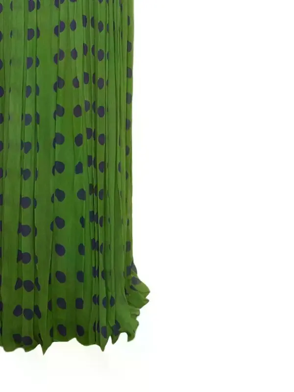Carolina Herrera Polka Dot Print Plissé Maxi Dress