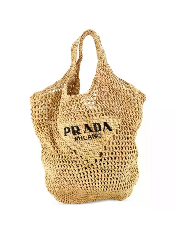 Prada Raffia Small Bucket Bag - Neutrals