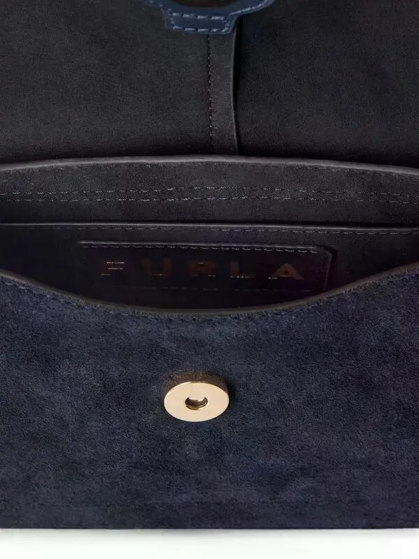Furla Mini Logo-plaque Suede Tote Bag - Blue