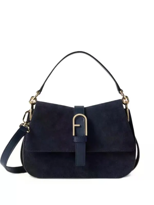Furla Mini Logo-plaque Suede Tote Bag - Blue