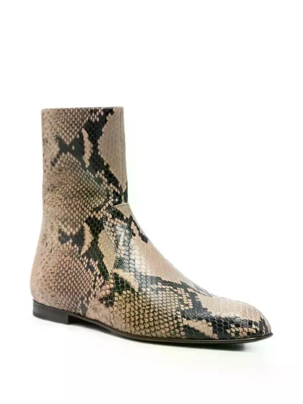 Khaite Snake-effect Ankle Boots - Neutrals