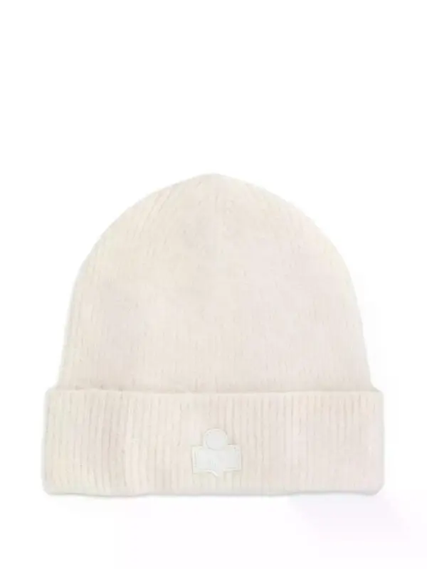 Isabel Marant Étoile Logo Patch Ribbed Beanie Hat - Neutrals