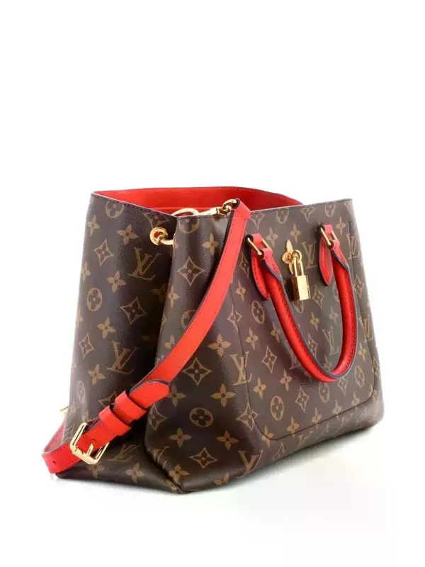 LOUIS VUITTON Flower Monogram Canvas Leather Tote Bag