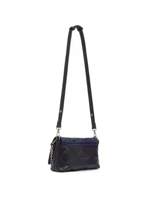 Liu Jo Lapuffy Bag In Embroidered Denim With Micro Sequins