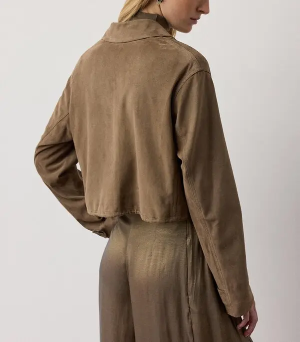 Ralph Lauren Cropped Suede Utility Jacket - Beige