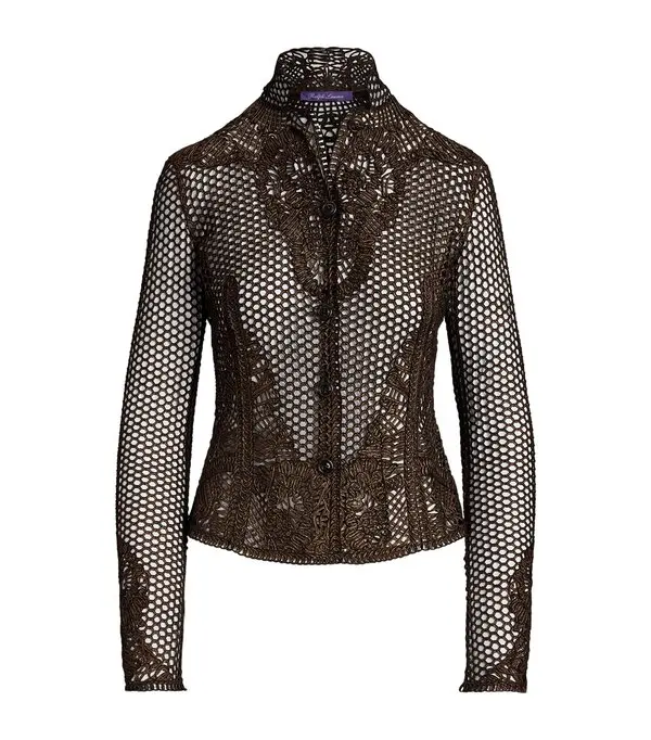 Ralph Lauren Foiled-suede Macramé Jacket