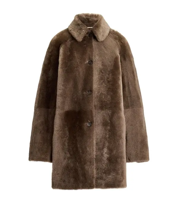 Ralph Lauren Janise Shearling Coat - Beige