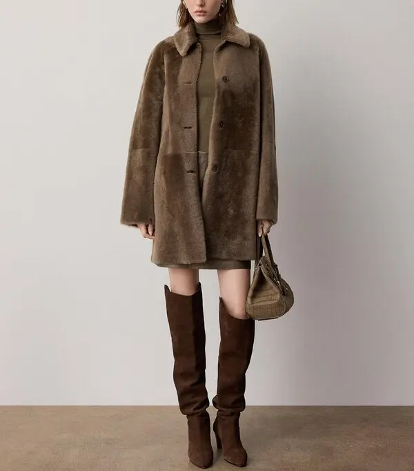 Ralph Lauren Janise Shearling Coat - Beige