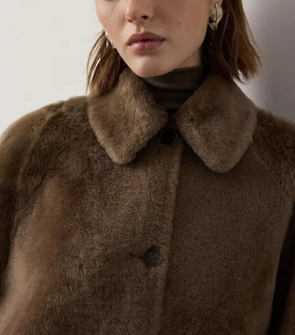 Ralph Lauren Janise Shearling Coat - Beige