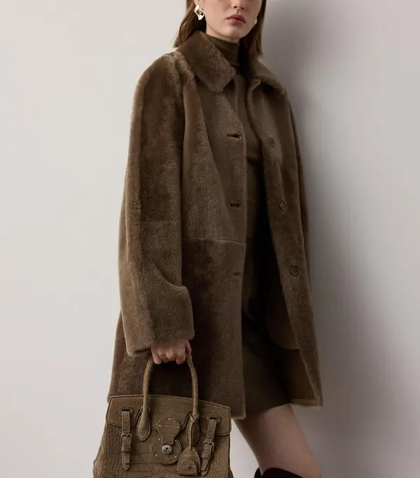 Ralph Lauren Janise Shearling Coat - Beige