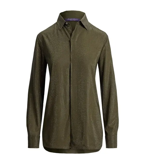 Ralph Lauren Embellished Silk Shirt - Green