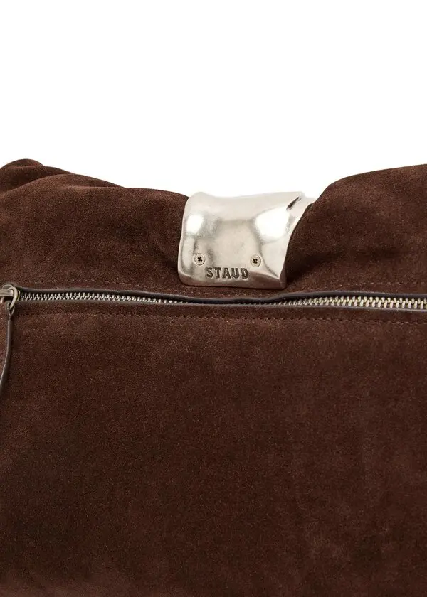 Staud Suede Clutch With Cuff Embellishment - Dark Brown