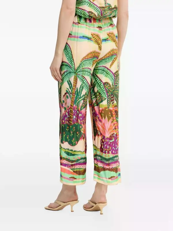 Lola Casademunt Palm Print Straight-leg Trousers