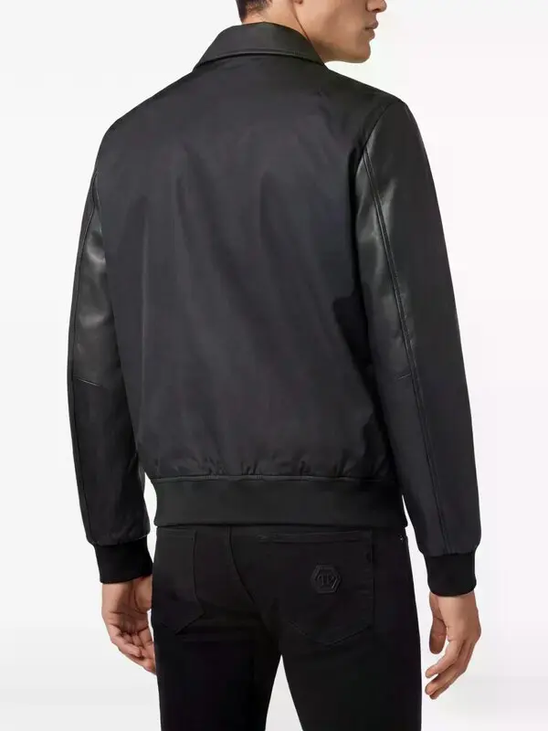 Philipp Plein Nylon Bomber Jacket With Pp Hexagon Badge