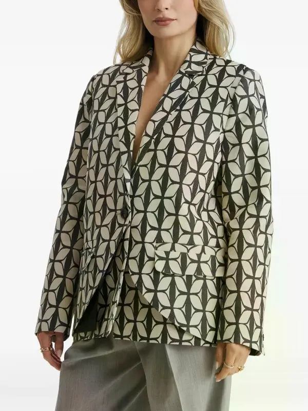 CUANNA Geometric Print Asymmetrical Jacket