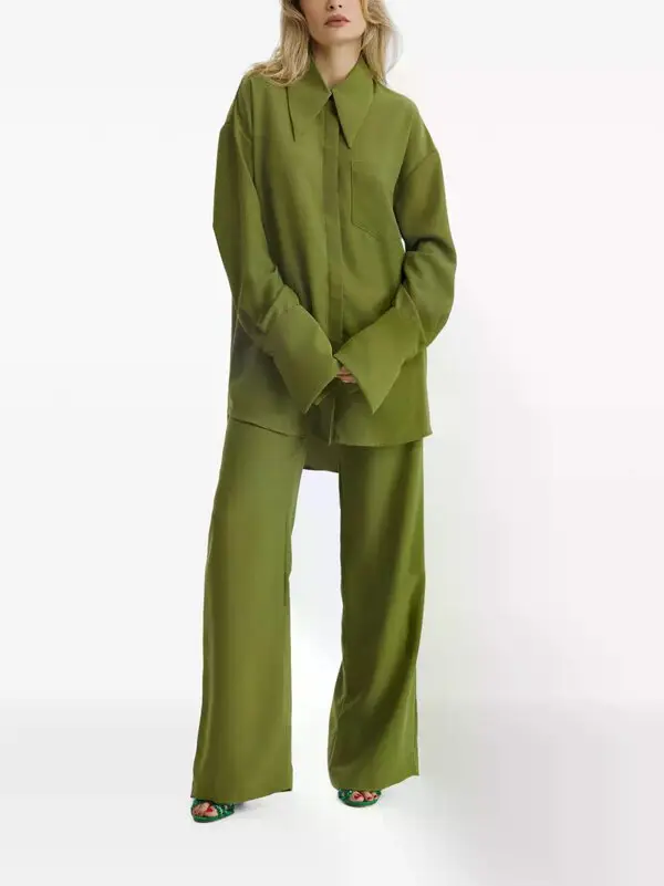 CUANNA Pointed-collar Suit With Wide-leg Trousers