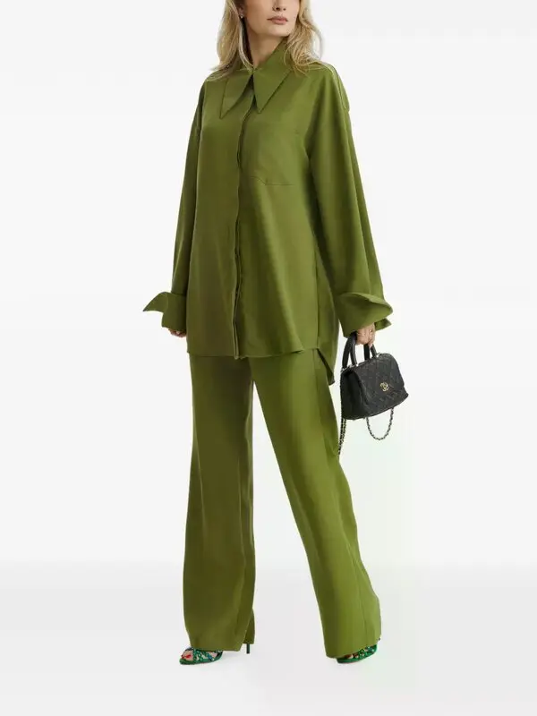 CUANNA Pointed-collar Suit With Wide-leg Trousers