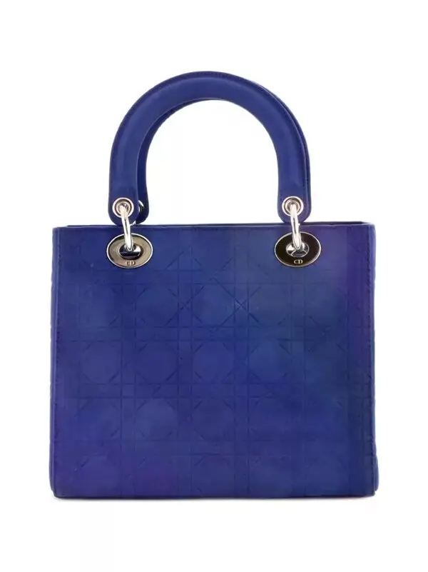 Dior Lady Bag Cannage Embossed Matte Calfskin Satchel - Blue