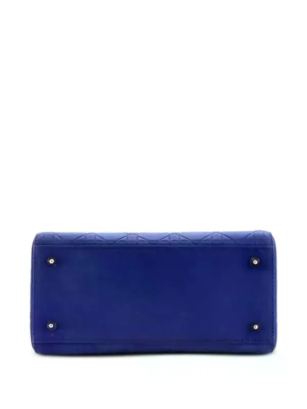 Dior Lady Bag Cannage Embossed Matte Calfskin Satchel - Blue