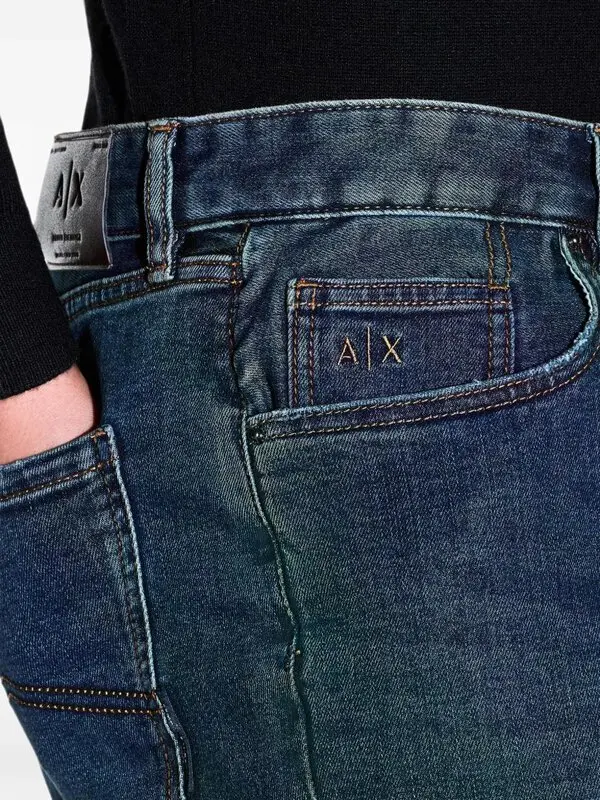 Armani Exchange Denim Shorts With Rear Logo Patch - Blue