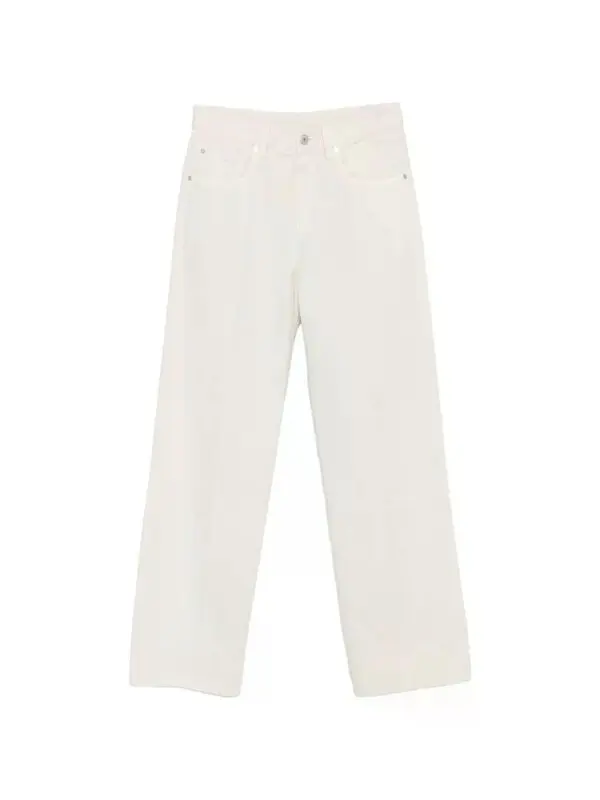 Brunello Cucinelli Beige Cotton Pressed Crease Wide Leg Jeans - Neutrals