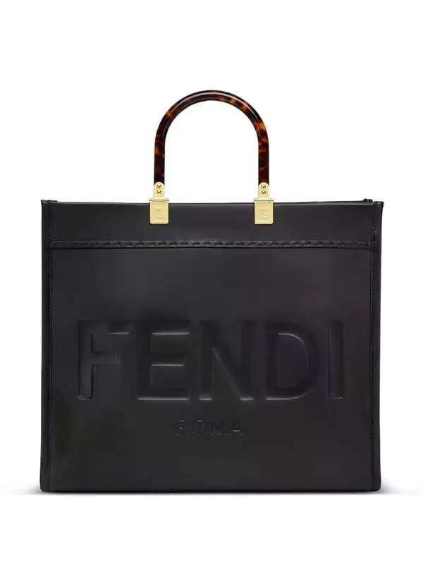 Fendi Sunshine Logo-embossed Tote Bag - Black