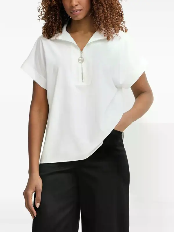 Joseph Ribkoff Quarter-zip Short-sleeve Polo Top - White