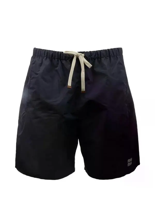Miu Miu Logo Print Drawstring Knee-length Shorts - Blue