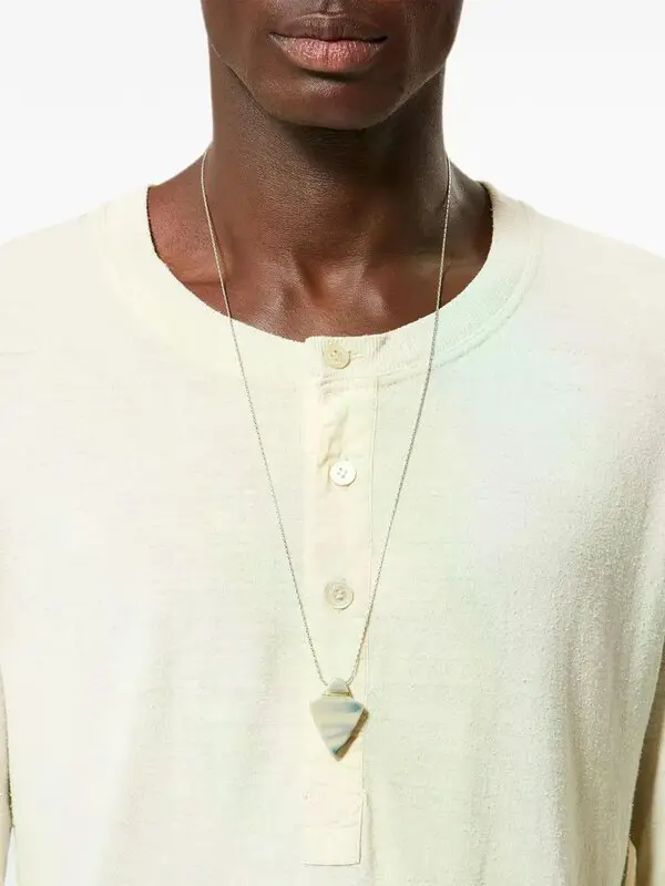 Isabel Marant Étoile Annay Chain Necklace With Marbled Resin Pendant - Silver