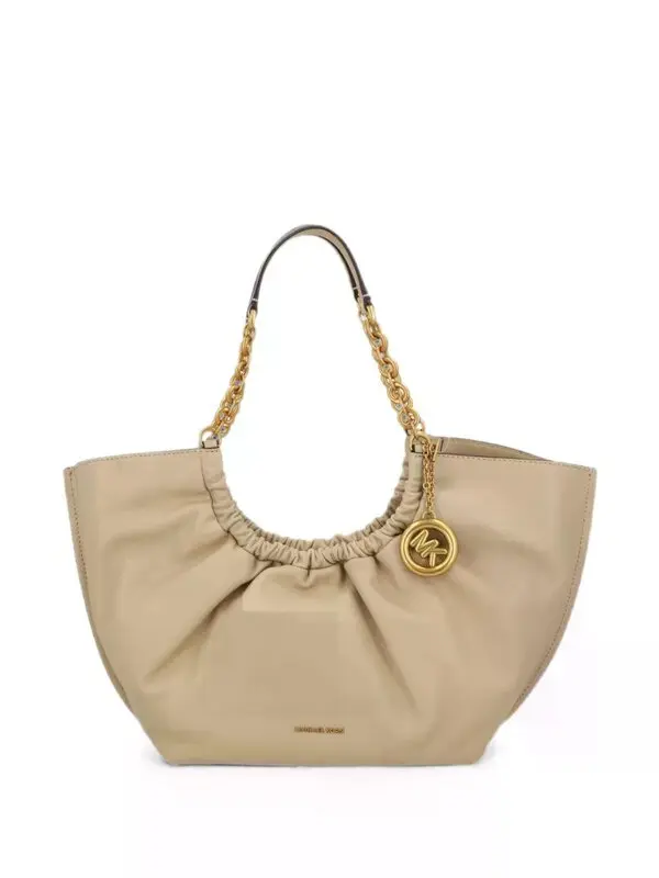 Michael Kors Ruched Logo Charm Tote Bag - Neutrals