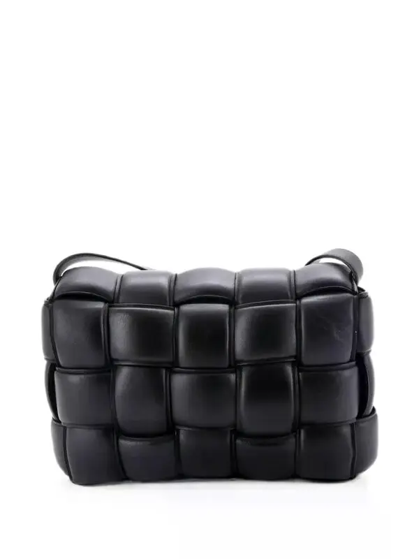 Bottega Veneta Cassette Padded Maxi Intrecciato Leather Crossbody Bag - Black