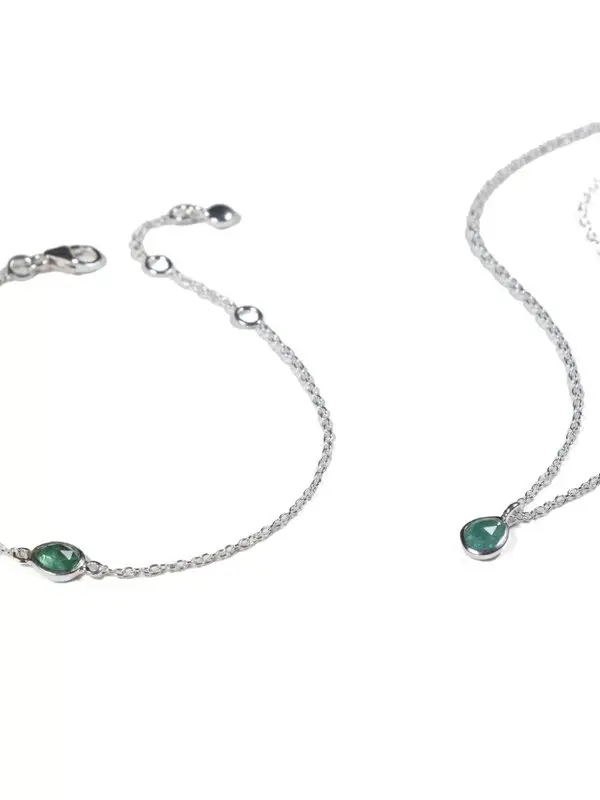 AUREE JEWELLERY Mini Manhattan Emerald Necklace - Silver