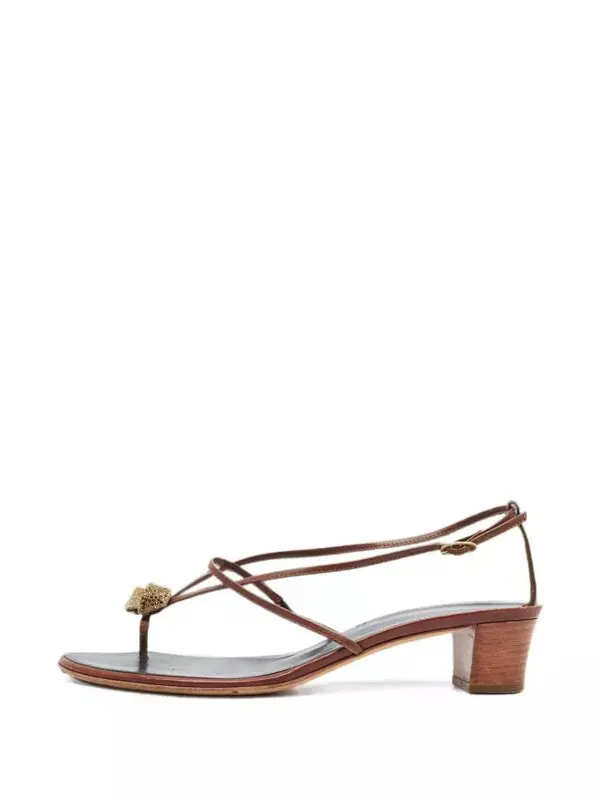 GIUSEPPE ZANOTTI Leather Crystal-embellished Thong Sandals - Brown