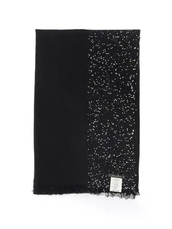 Faliero Sarti Sequin-embellished Fringed Scarf - Black