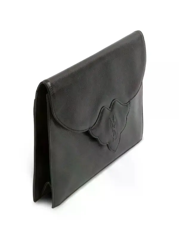 Saint Laurent Logo Embossed Clutch Bag