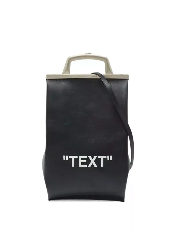 Off-White Leather Tote Bag With Graphic Print - Black
